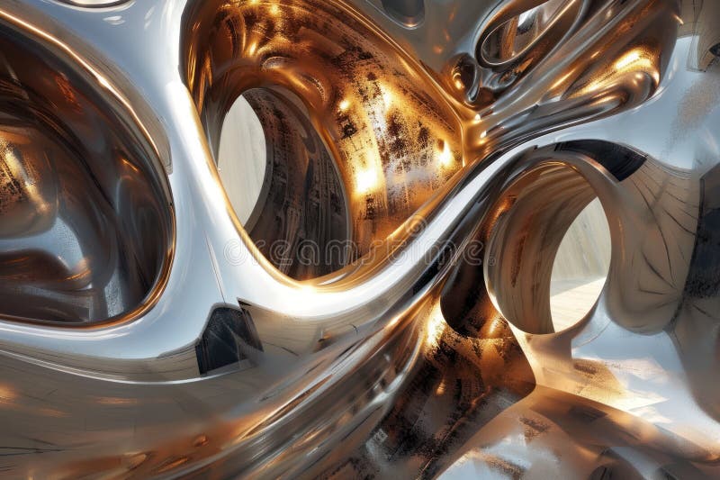 Organic Forms Merging with Metallic Elements Background Stock ...