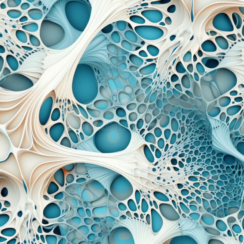 Organic Forms: White and Blue 3d Fractal Art Illustration Stock ...