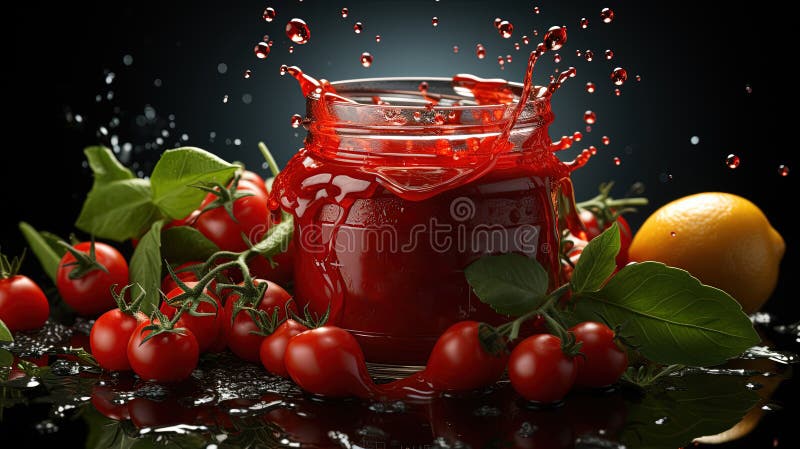 Organic Fresh Tomato Paste with Tomatoes and Leaves on Bowl Background ...