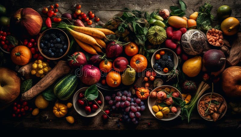 Organic Fruit Bowl, a Healthy Autumn Variation Generated by AI Stock ...