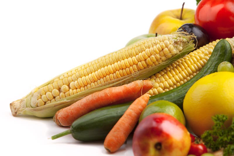 Organic Fruit and Vegetables Stock Image - Image of group, arrangement ...