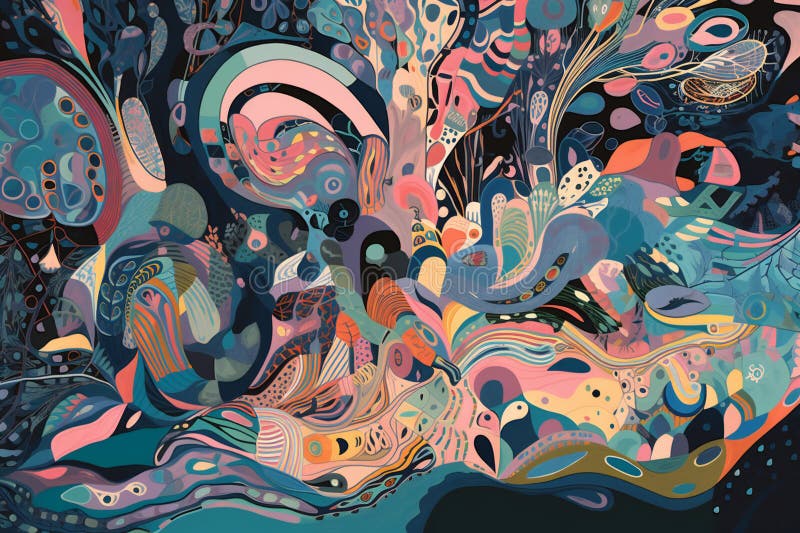 Organic Fusion of Abstract Patterns and Lines (AI Generated) Stock ...