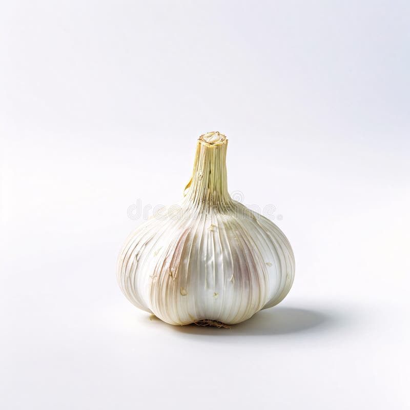 Organic Garlic Bulb and Cloves with Natural Texture on White Background ...