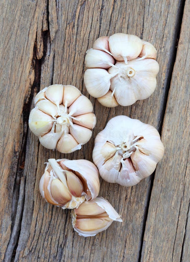 Organic garlic on wood stock image. Image of meal, garlic - 39896247