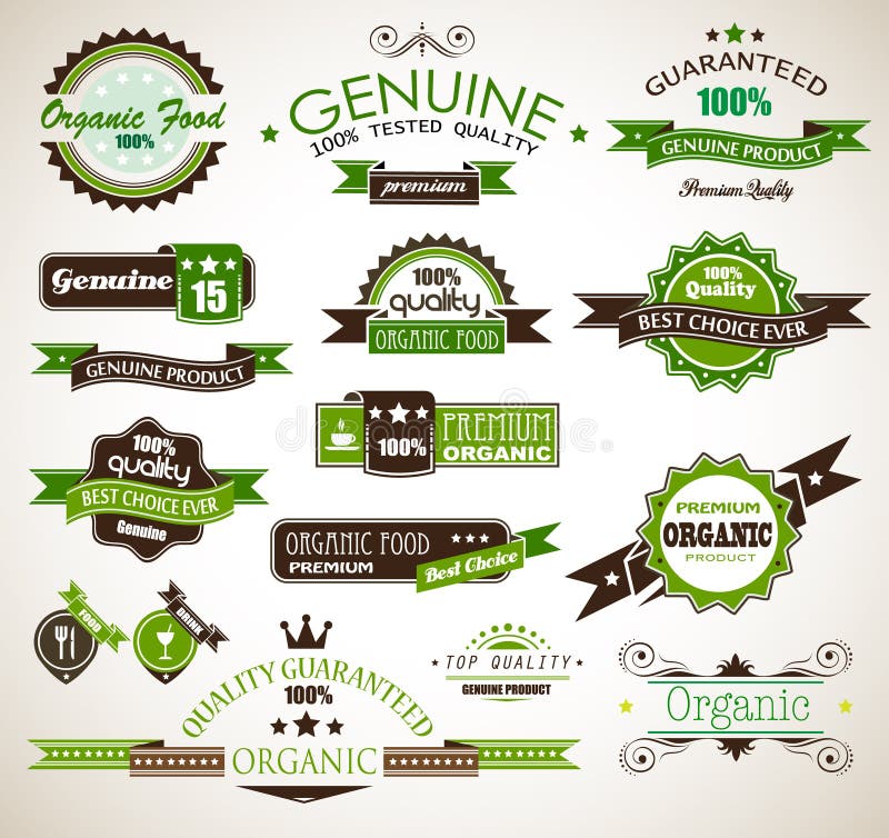 Organic and Genuine Product Premium Labels. Stock Vector - Illustration ...