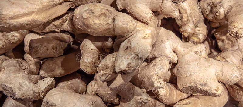 Organic Ginger Roots Close-up in a Grocery Store Stock Photo - Image of ...
