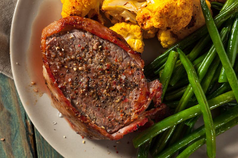 Organic Grass Fed Bacon Wrapped Sirloin Steak Stock Image - Image of ...