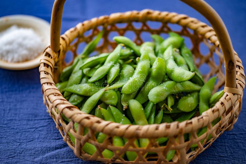 Organic Green Edamame Beans. Stock Image - Image of yellow, beans ...