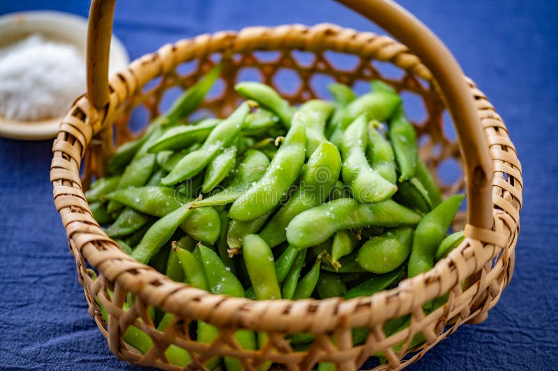 Organic Green Edamame Beans. Stock Photo - Image of fruit, cookery ...