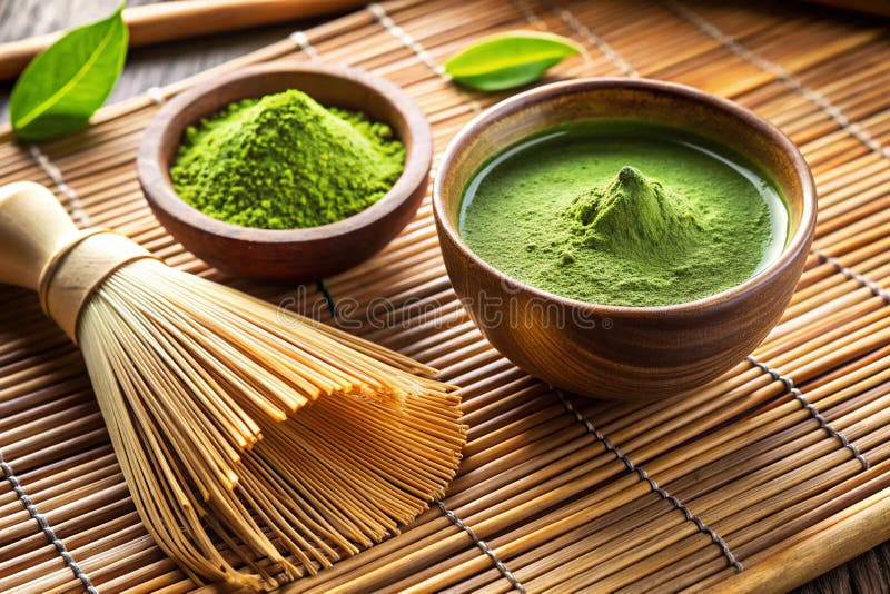 Organic Green Matcha Tea Powder for Tea Ceremony Stock Illustration ...