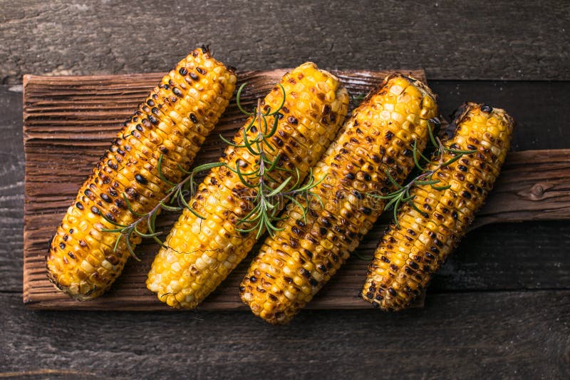 Organic Grilled Corn on the Cob Ready To Eat Stock Photo - Image of ...