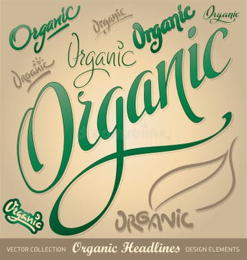 Organic Headlines, Hand Lettering Set (vector) Stock Vector ...