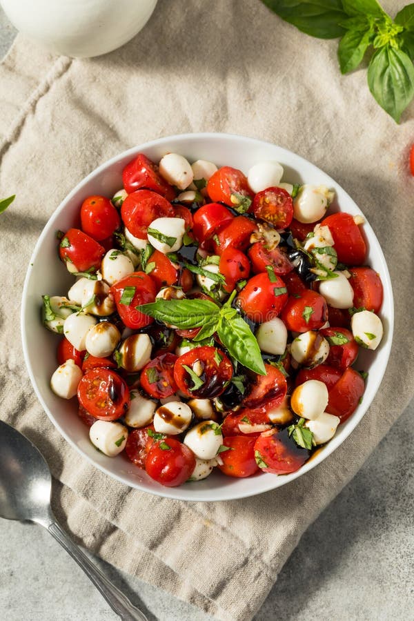 Organic Healthy Caprese Salad with Mozzarella Stock Image - Image of ...