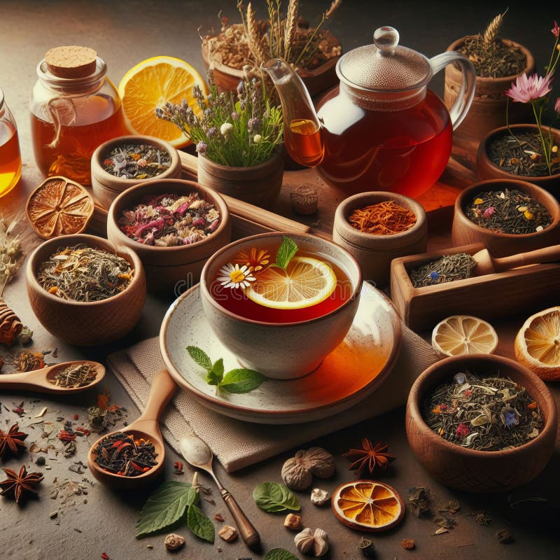 Organic Herbal Teas and Infusions Stock Image - Image of organic ...