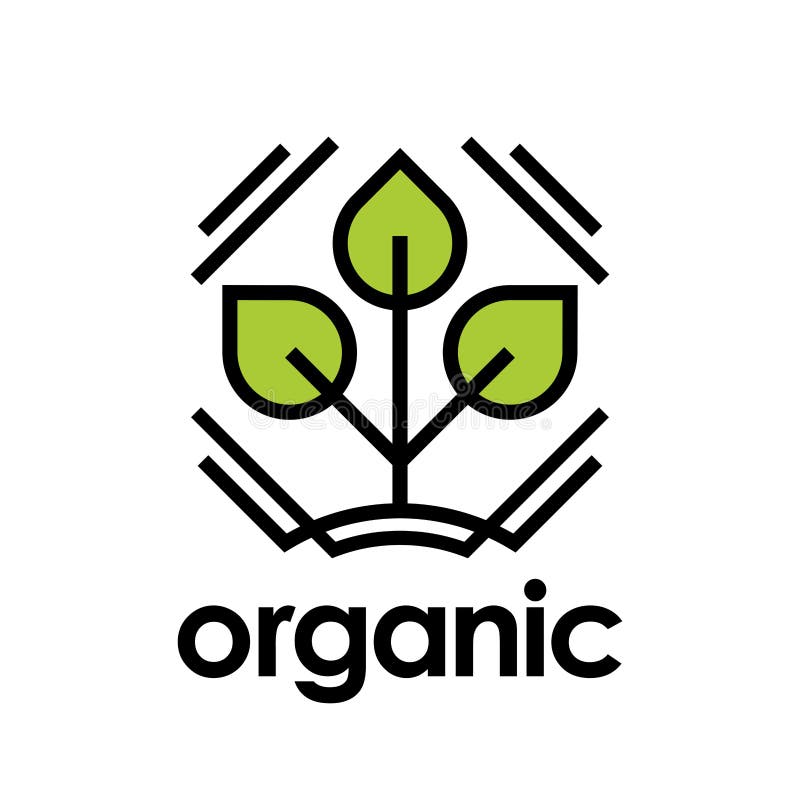 Organic Icon with Green Plant Leaf Stock Vector - Illustration of ...