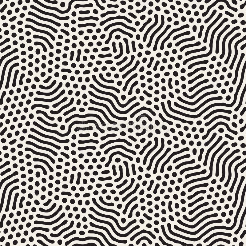 Organic Irregular Rounded Lines. Vector Seamless Black and White ...