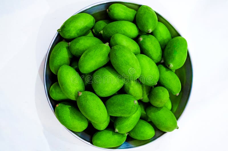 Green Mangoes Isolated on White Background Stock Image - Image of ...