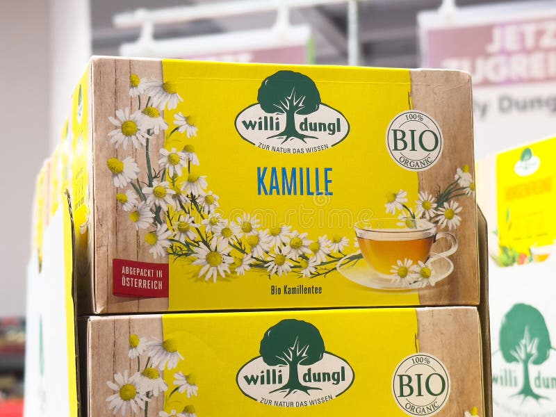 Organic Kamille Tea Packaging Display in Austrian Grocery Store ...