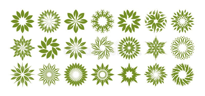 Organic Leaf Sun Circle Logo Design Set Stock Vector - Illustration of ...