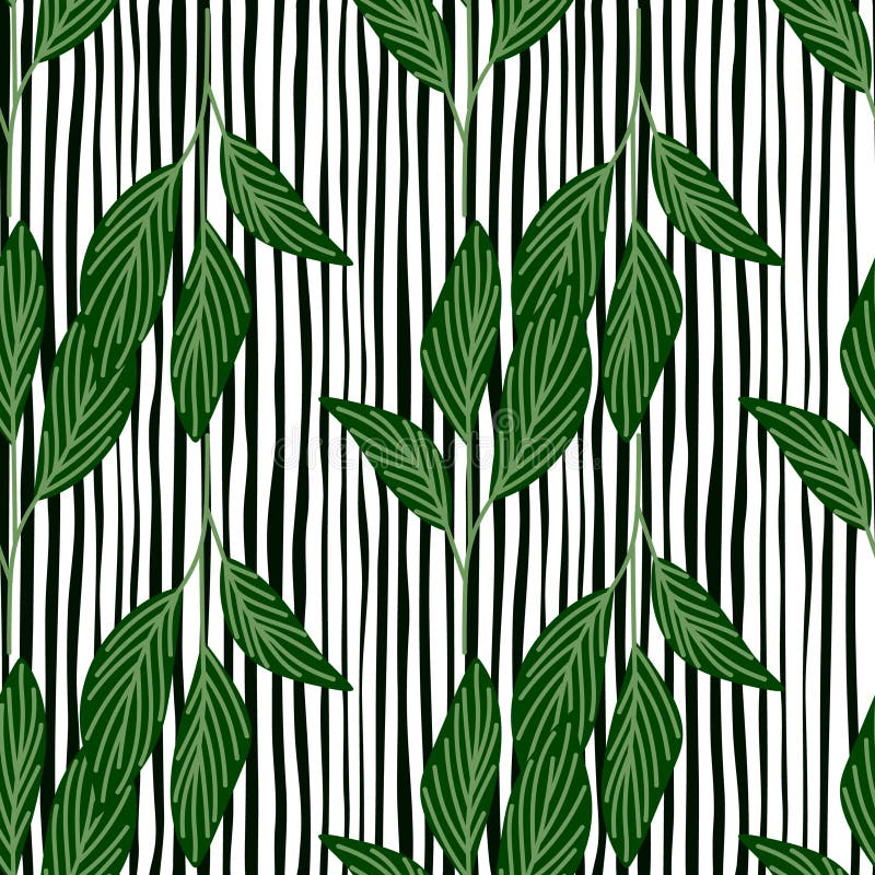 Organic Leaves Seamless Pattern in Simple Style. Botanical Background ...