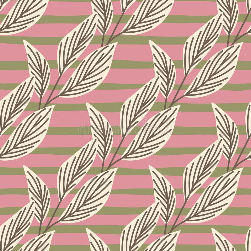 Organic Leaves Seamless Pattern in Simple Style. Botanical Background ...