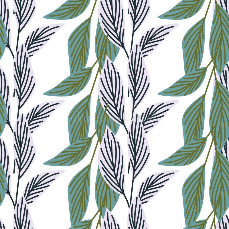 Organic Leaves Seamless Pattern in Simple Style. Botanical Background ...
