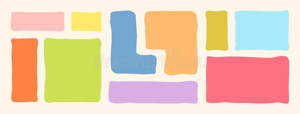 Organic Liquid Rectangle Frame Shapes Set. Hand Drawn Abstract Vector ...