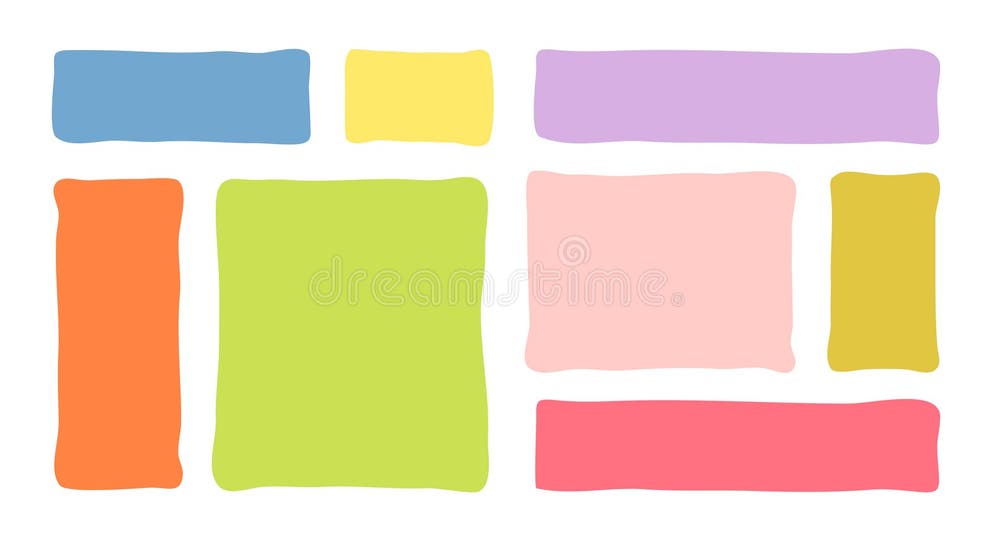 Organic Liquid Rectangle Frame Shapes Set. Hand Drawn Abstract Vector ...