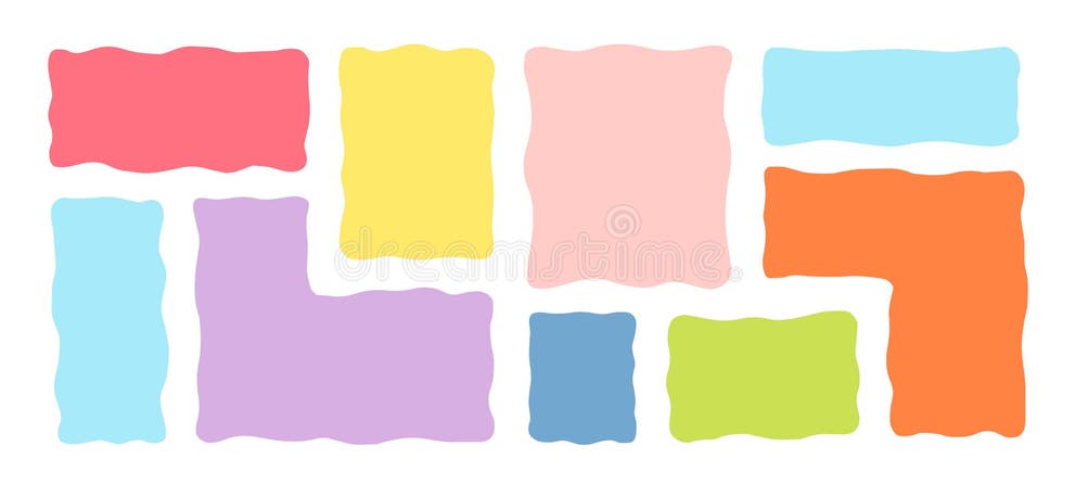 Organic Liquid Rectangle Frame Shapes Set. Hand Drawn Abstract Vector ...