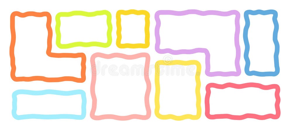 Organic Liquid Rectangle Frame Shapes Set. Hand Drawn Abstract Vector ...