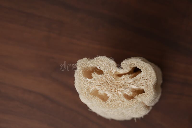 Organic Loofah Bath Scrub on Walnut Table Stock Image - Image of nature ...