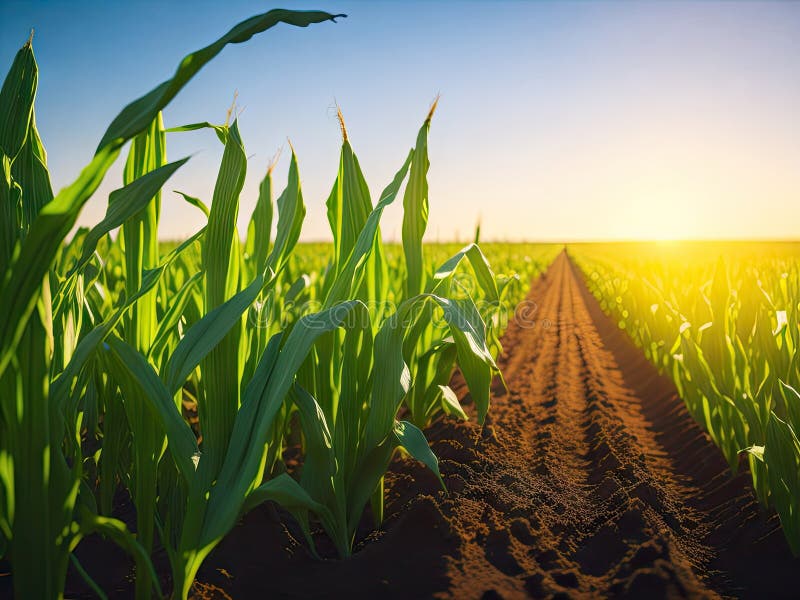 Organic Maize Farm or Corn Field Seeding. Ai Generative Stock ...