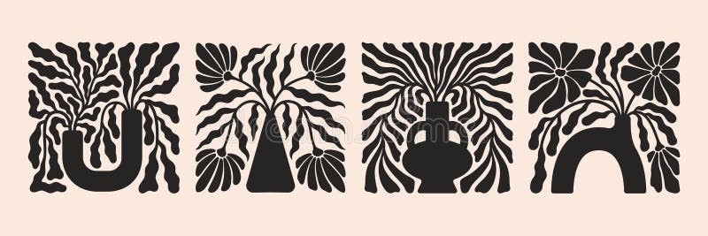 Organic Matisse Floral Pattern. Abstract Flower Shapes. Groovy Vector ...