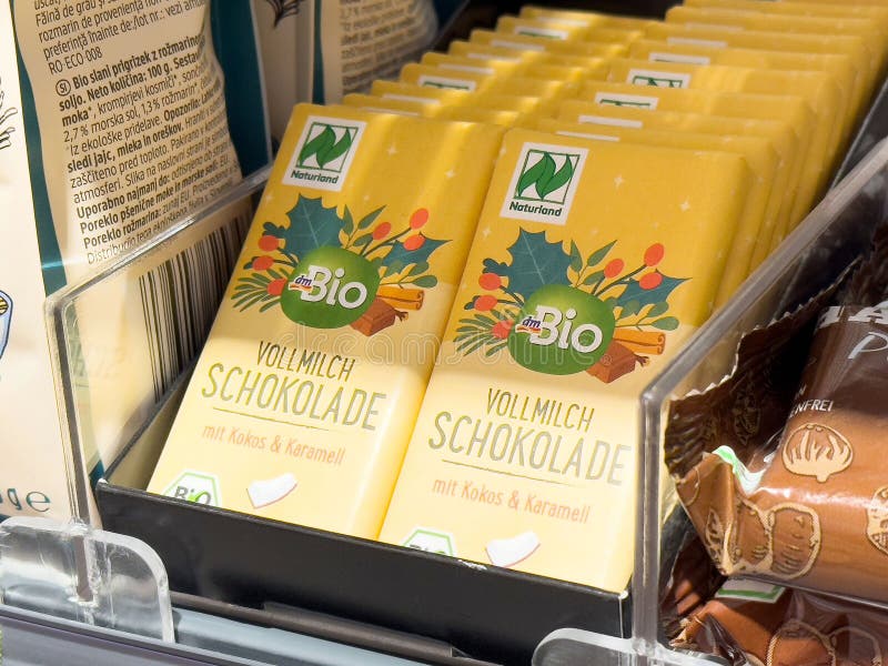 Organic Milk Chocolate Bars with Coconut and Caramel in Store Display ...