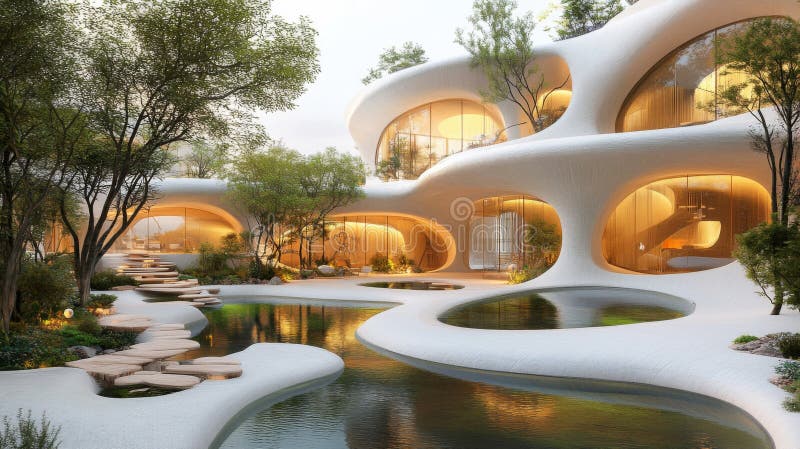 Organic Modern House Design with Flowing Curves and Water Features ...