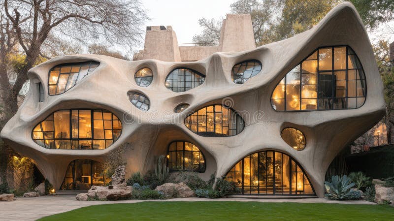 Organic Modernist House stock illustration. Illustration of yard ...