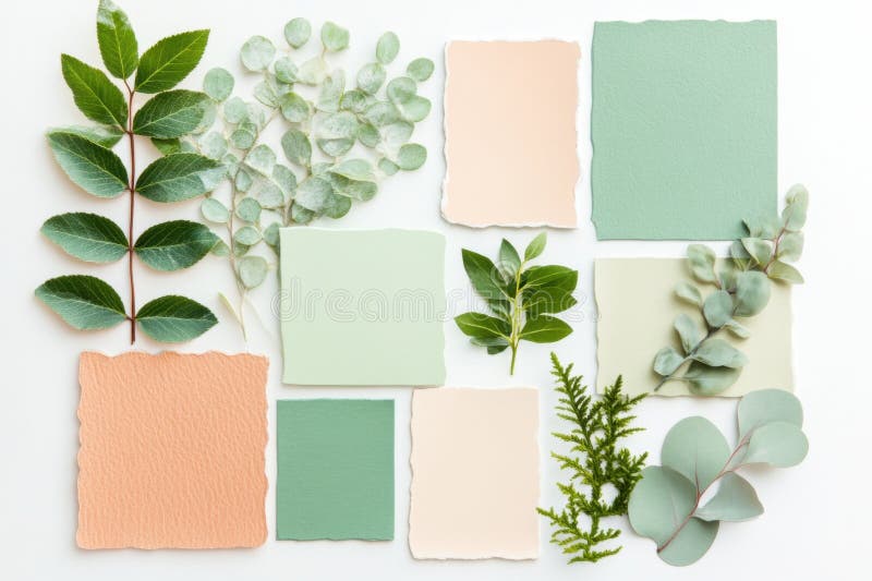 Organic Mood Board Showcasing Eco-friendly Design Elements with Natural ...