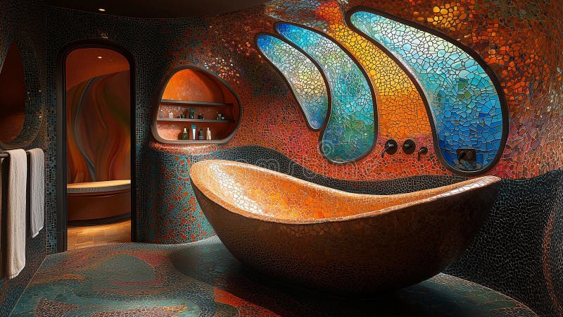 Organic Mosaic-style Interiors with Curved Forms and Stained Glass ...