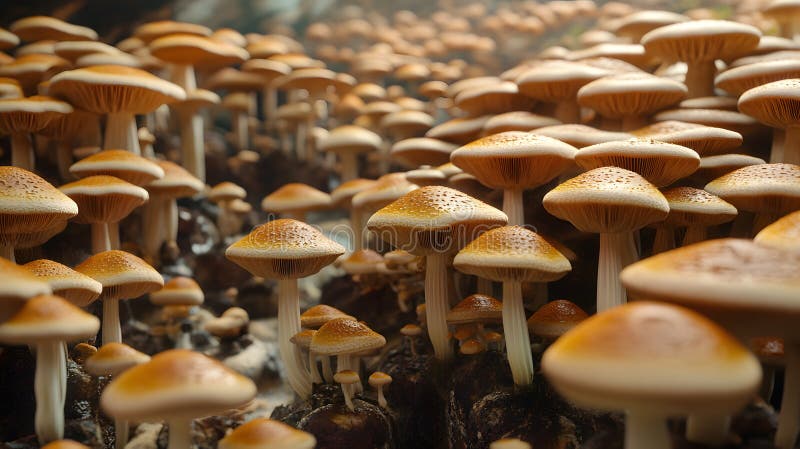 Mushroom Farm Rows of Growing Fungi Stock Illustration - Illustration ...