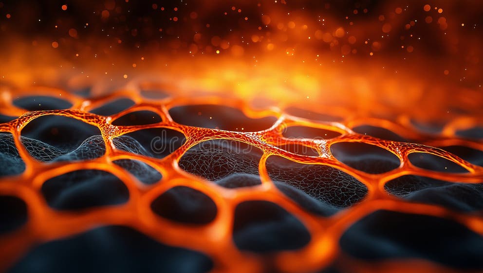 Organic Mycelium Structure with Glowing Orange Highlights and Intricate ...