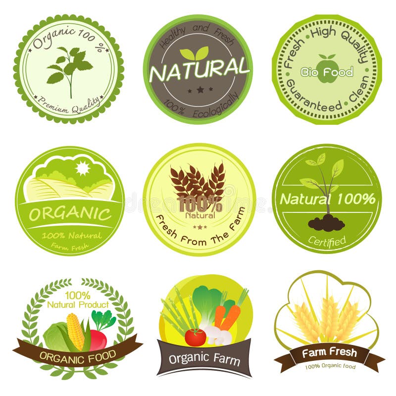 Set of Natural Labels Isolated Stock Vector - Illustration of ...