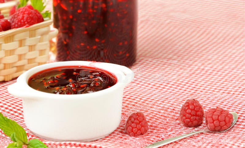 Organic Natural Raspberry Jam Stock Photo - Image of dessert, jelly ...