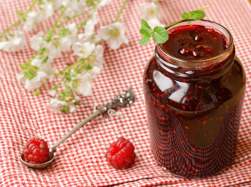 Organic Natural Raspberry Jam Stock Image - Image of fruit, table ...