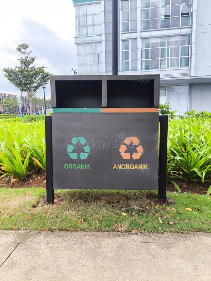 Organic and Non-organic Waste Bins at Public Area Stock Photo - Image ...