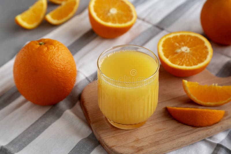 Organic Orange Juice in a Glass, Side View Stock Photo - Image of ...
