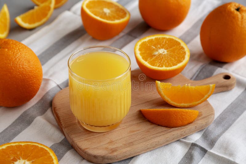 Organic Orange Juice in a Glass, Side View Stock Photo - Image of glass ...