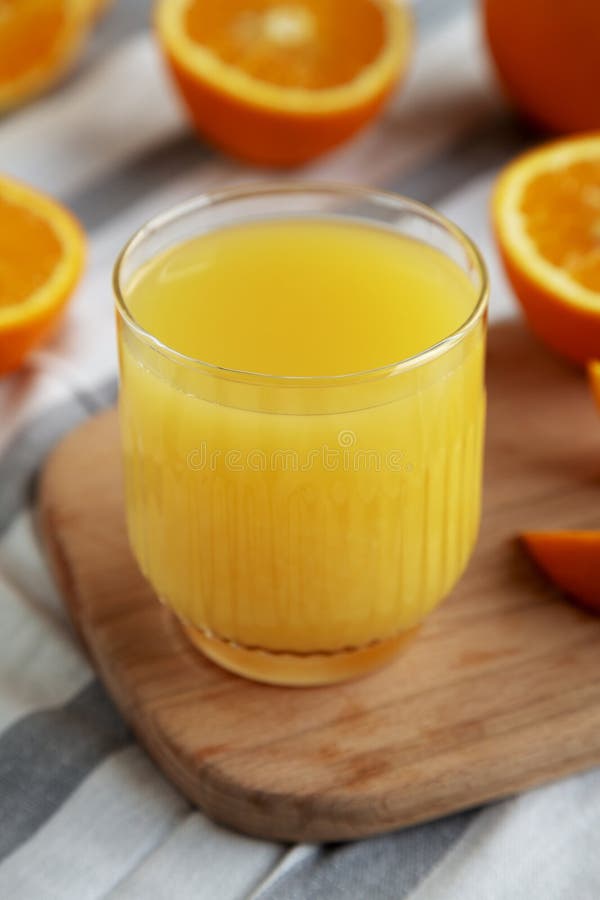 Organic Orange Juice in a Glass, Side View Stock Photo - Image of sweet ...