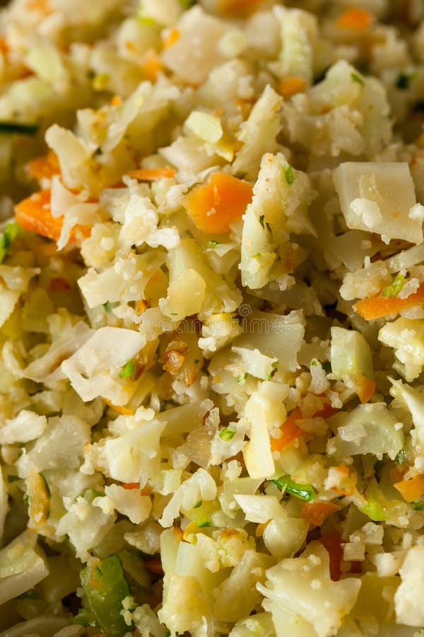 Organic Paleo Cauliflower Rice Stock Photo - Image of herb ...