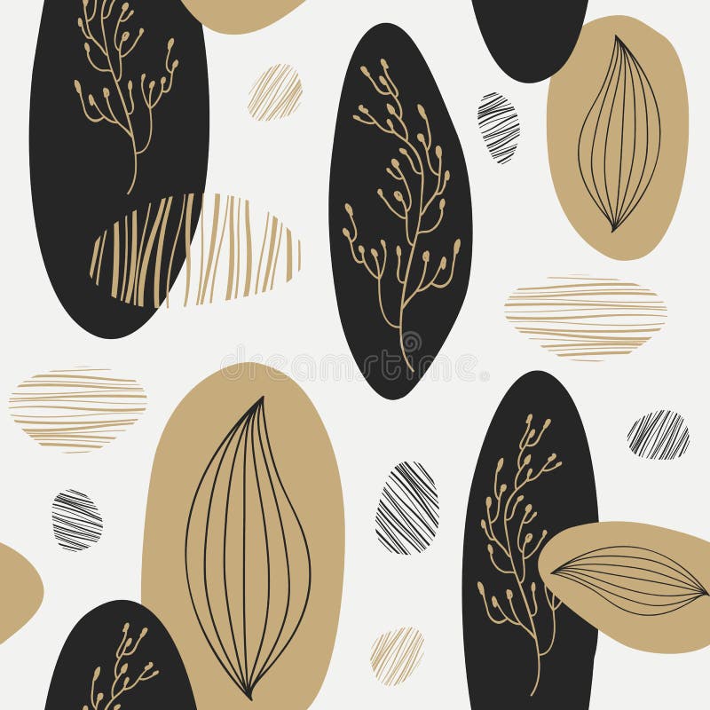 Organic Pattern with Gold and Black Element. Stock Vector ...