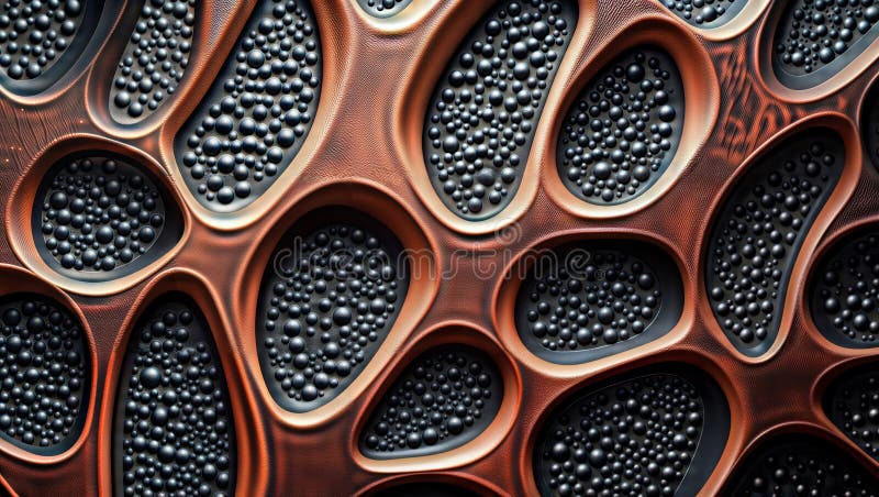 Copper-Colored Cellular Structures with Dark Details, Generative Ai ...